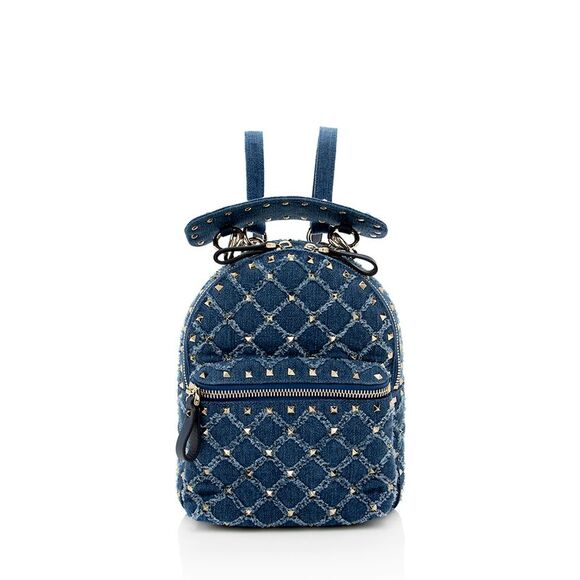 Valentino | Bags | Valentino Denim Rockstud Spike Mini Backpack | Poshmark